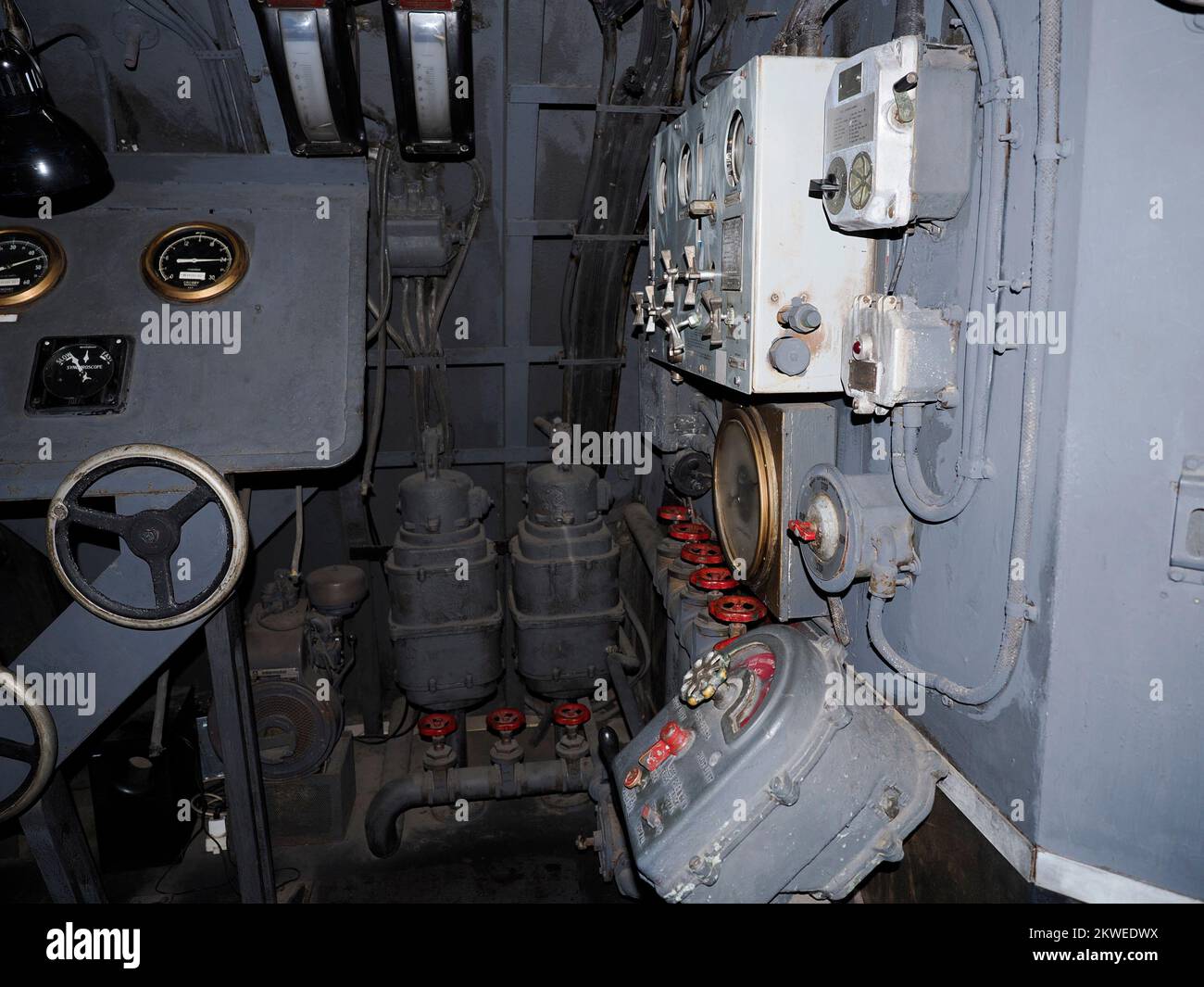 inside ii world war submarine control room detail Stock Photo - Alamy