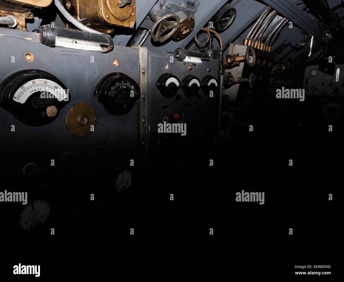inside ii world war submarine control room detail Stock Photo - Alamy