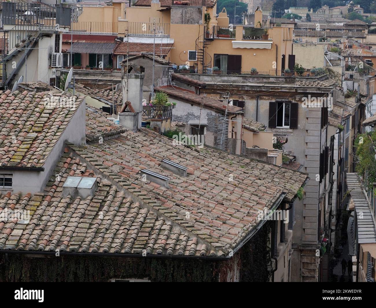 rome house roof and church dome cityscape roofdome view panorama detail ...
