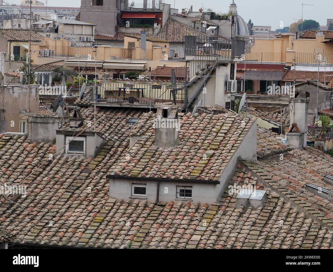rome house roof and church dome cityscape roofdome view panorama detail ...