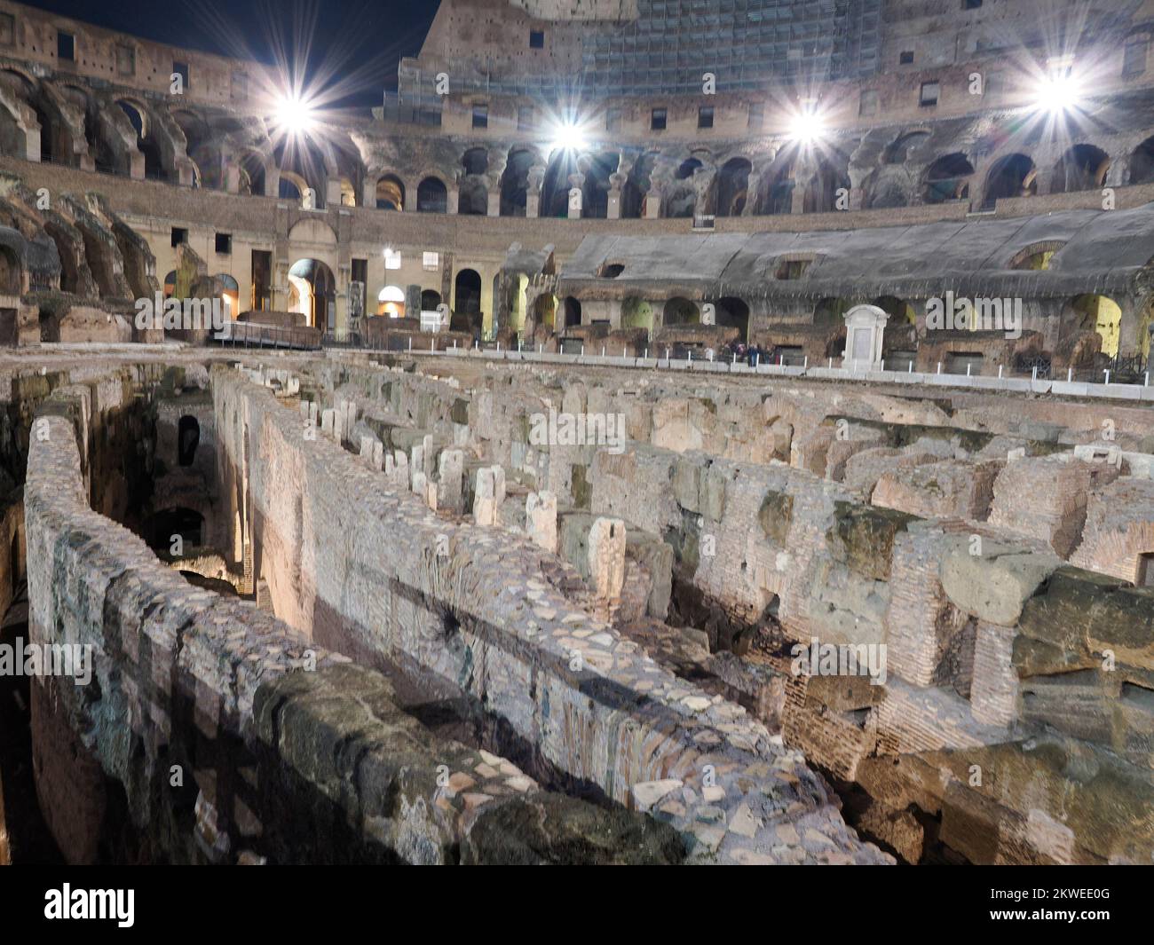 Colosseum Rome interior view at night on black sky Stock Photo - Alamy
