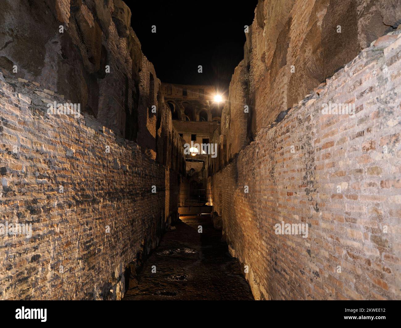 winch reproduction inside Colosseum Rome interior view at night on ...