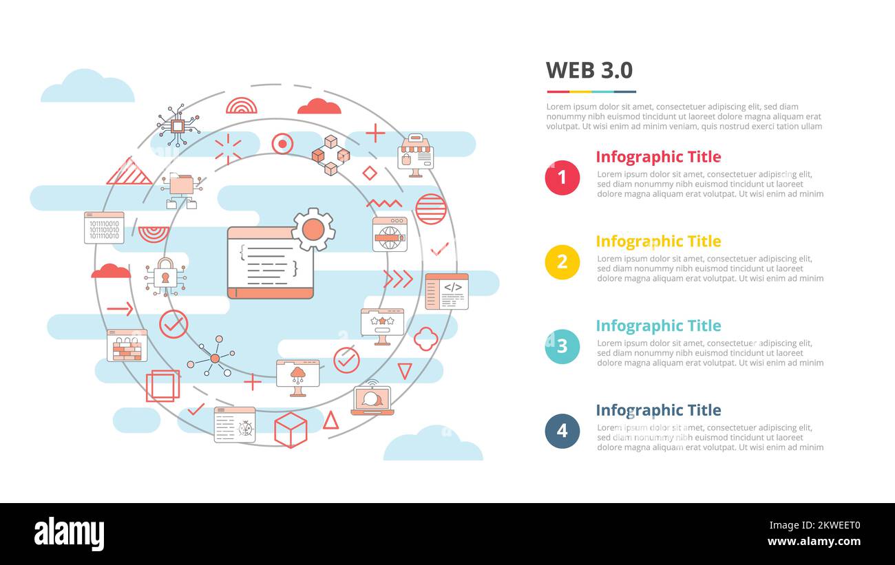 web 3.0 concept for infographic template banner with four point list information vector ...