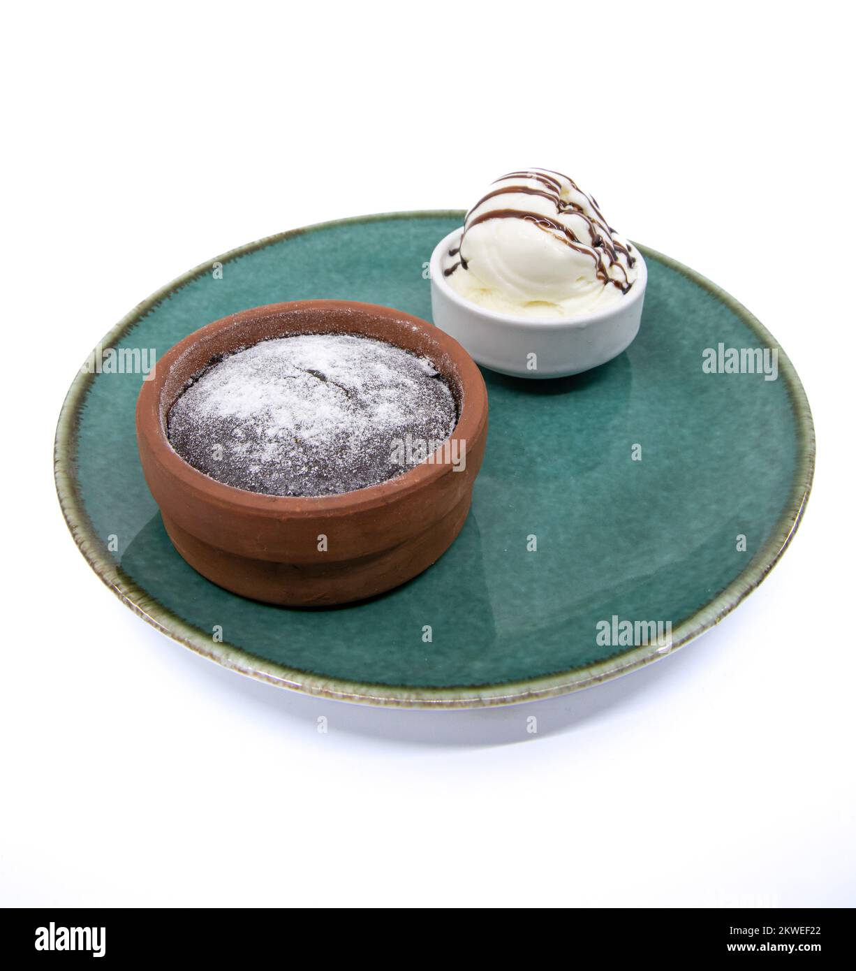 Chocolate Souffle with ice cream isolated on white Stock Photo - Alamy