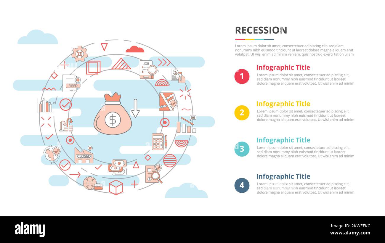 recession concept for infographic template banner with four point list ...