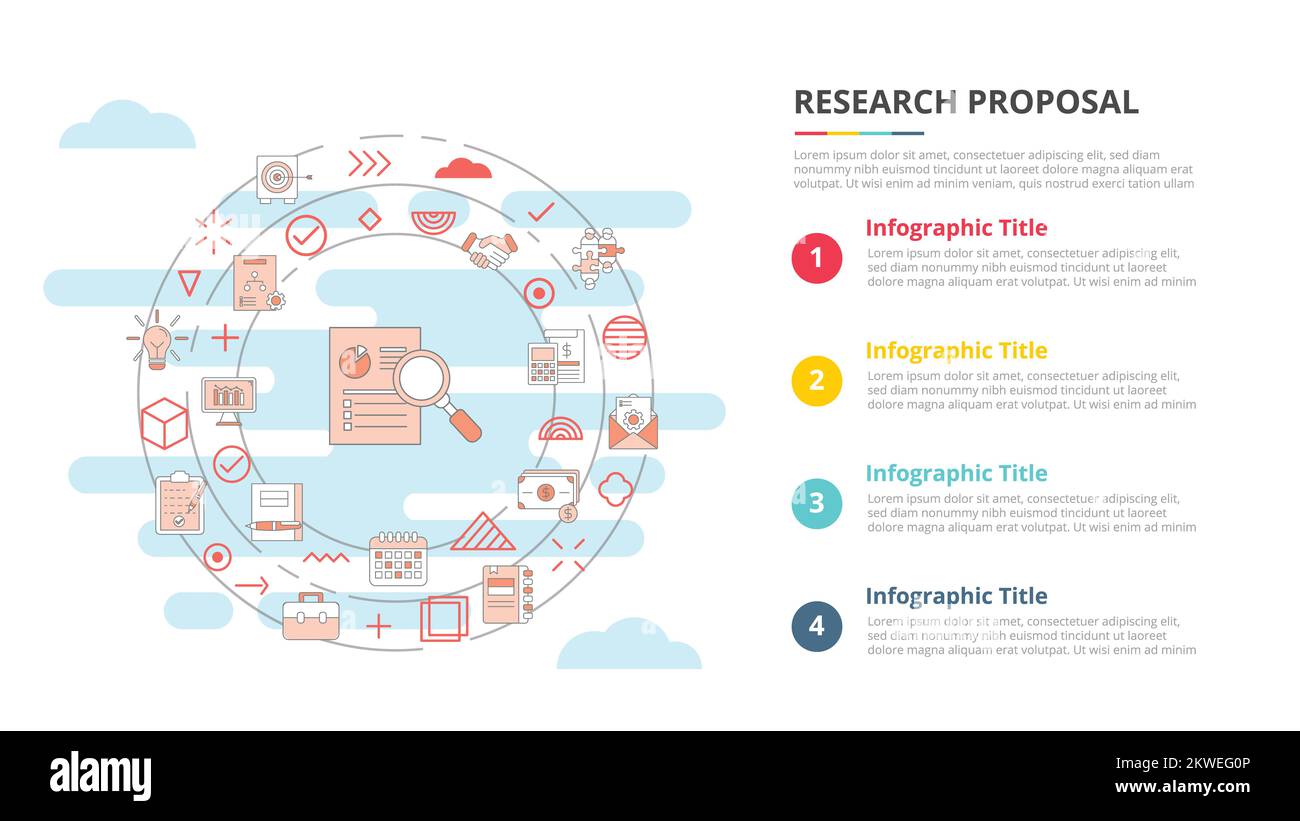 research proposal concept for infographic template banner with four ...