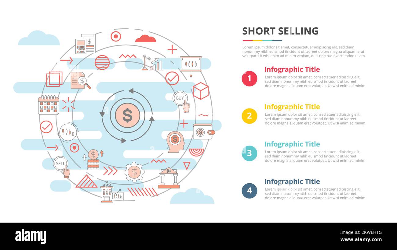 short selling concept for infographic template banner with four point list information vector ...