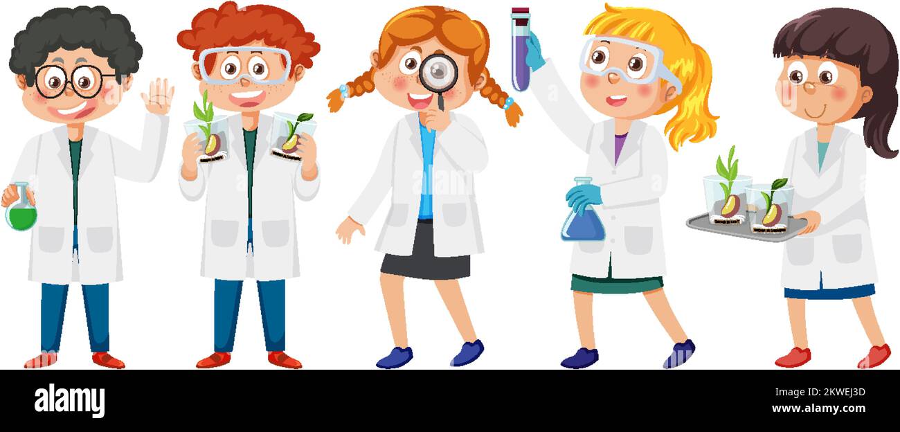 Kids wearing lab coats illustration Stock Vector Image & Art - Alamy