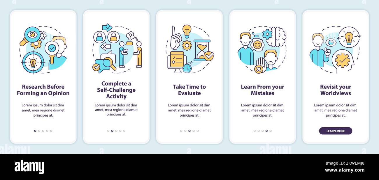 Overcoming Confirmation Bias Tips Onboarding Mobile App Screen Stock Vector Image And Art Alamy