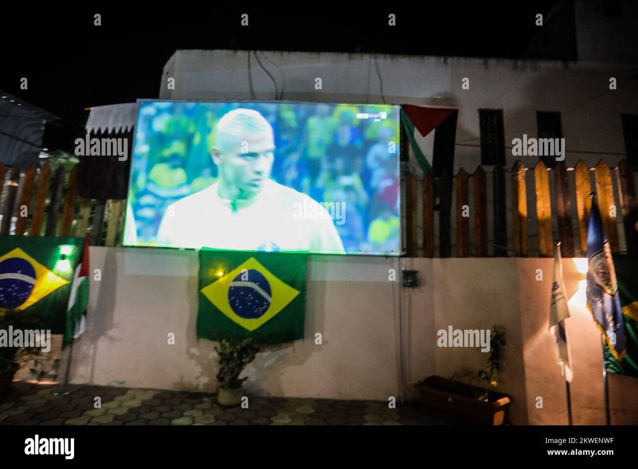 Brazilian Ambassador to Palestine watch the Brazil national team match ...