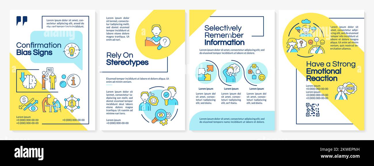 Confirmation bias symptoms blue and yellow brochure template Stock ...