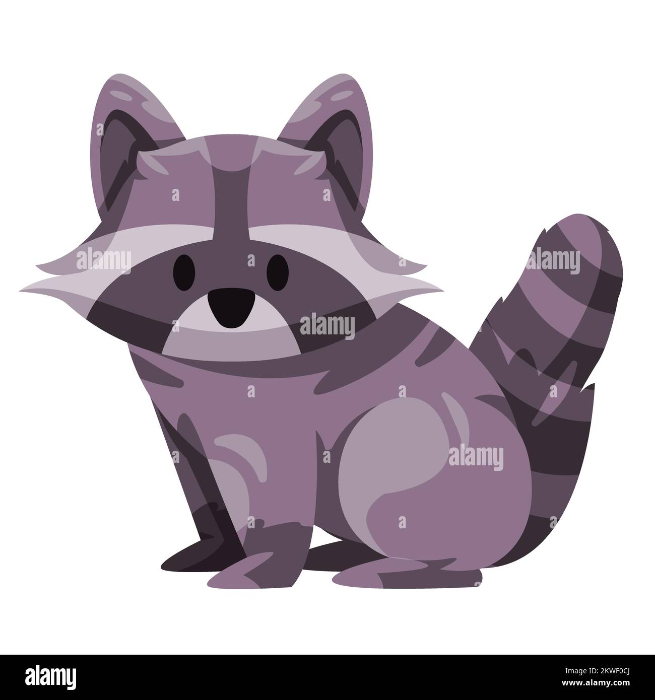 Raccoon stripped tail cute design illustration of standing grey furry ...
