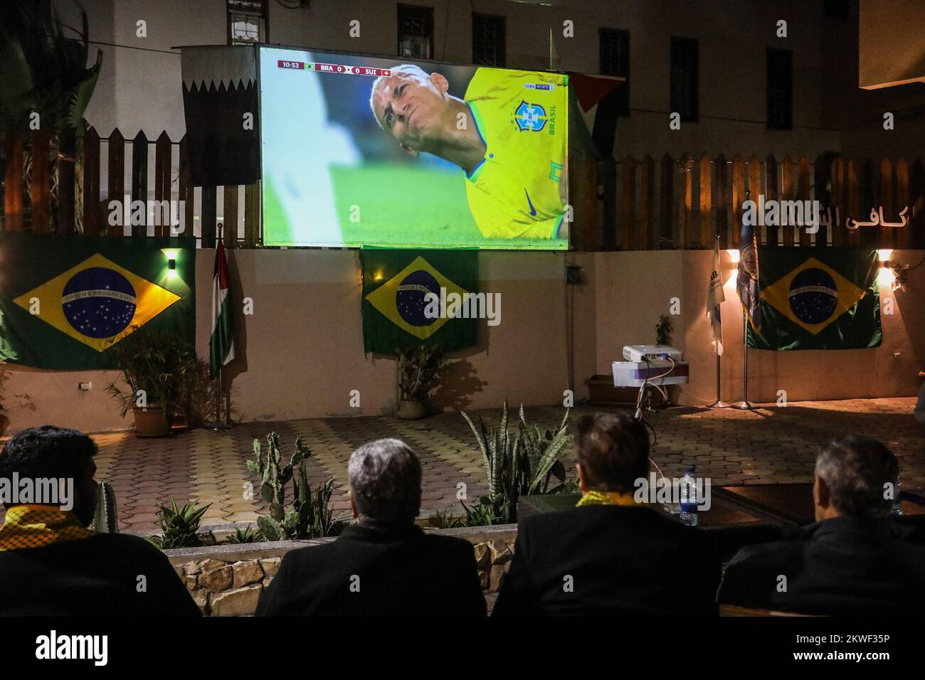 Brazilian Ambassador to Palestine watch the Brazil national team match ...