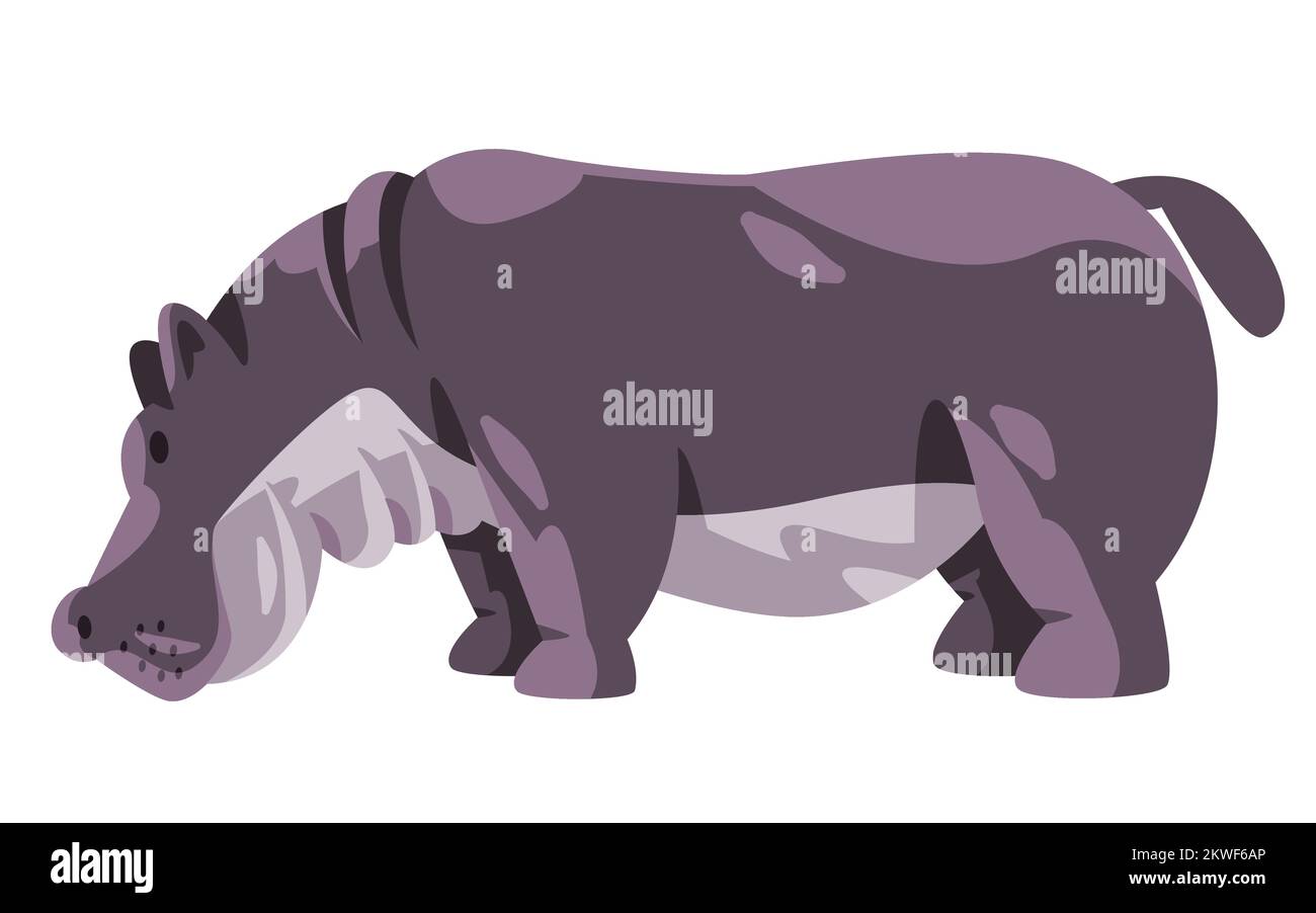 Hippo hippopotamus amphibius big grey african animal illustration in ...