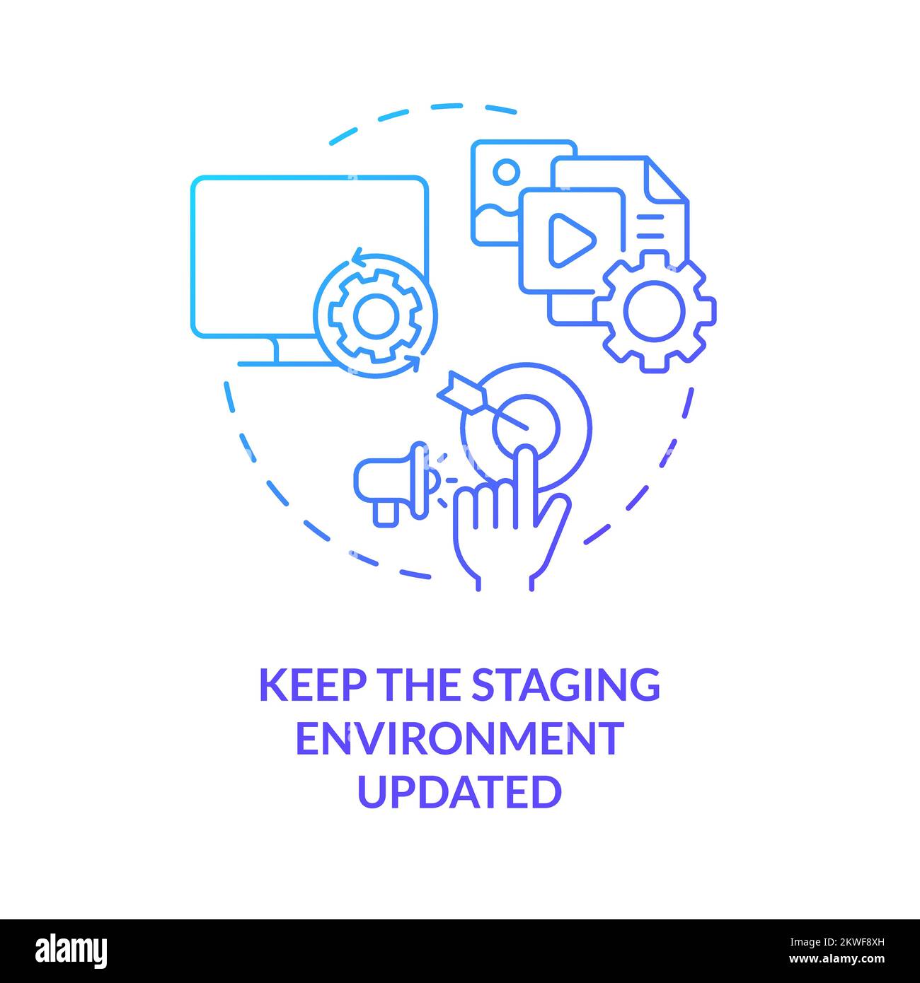 Keep staging environment updated blue gradient concept icon Stock ...