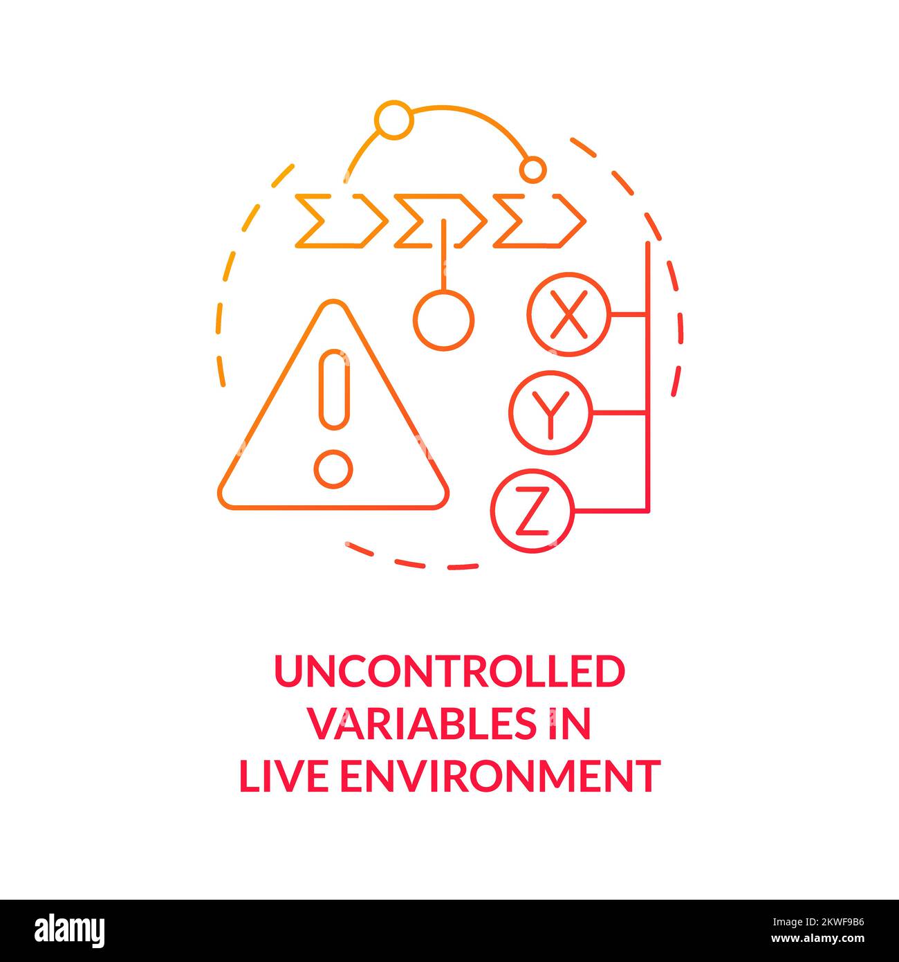 Uncontrolled variables in live environment red gradient concept icon ...