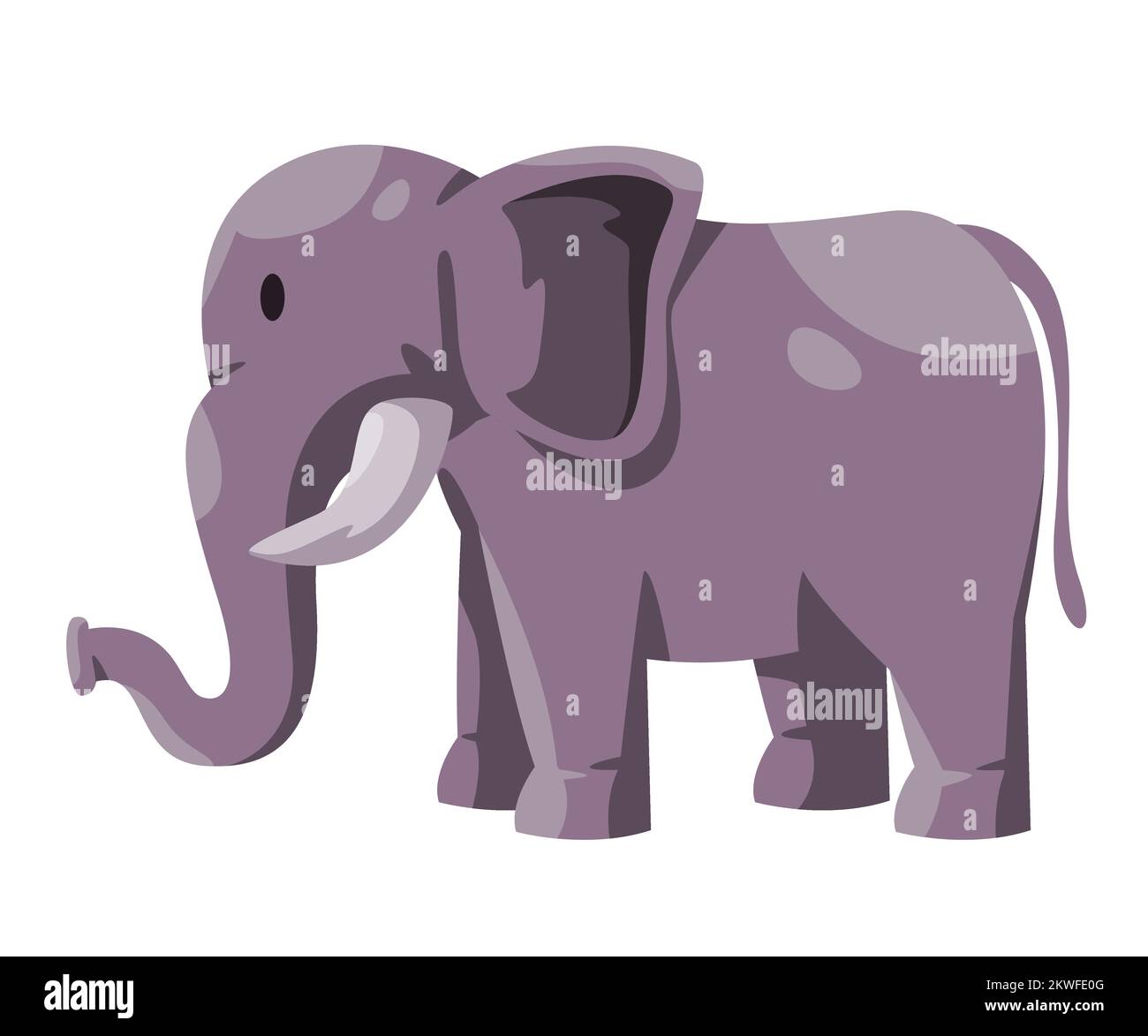 Elephant cartoon illustration of standing animal with tusk and trunk ...