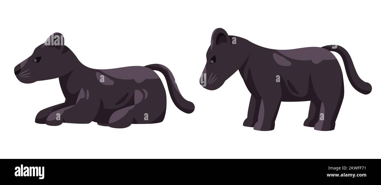 Jaguar black leopard dog sitting and standing cute drawing cartoon ...