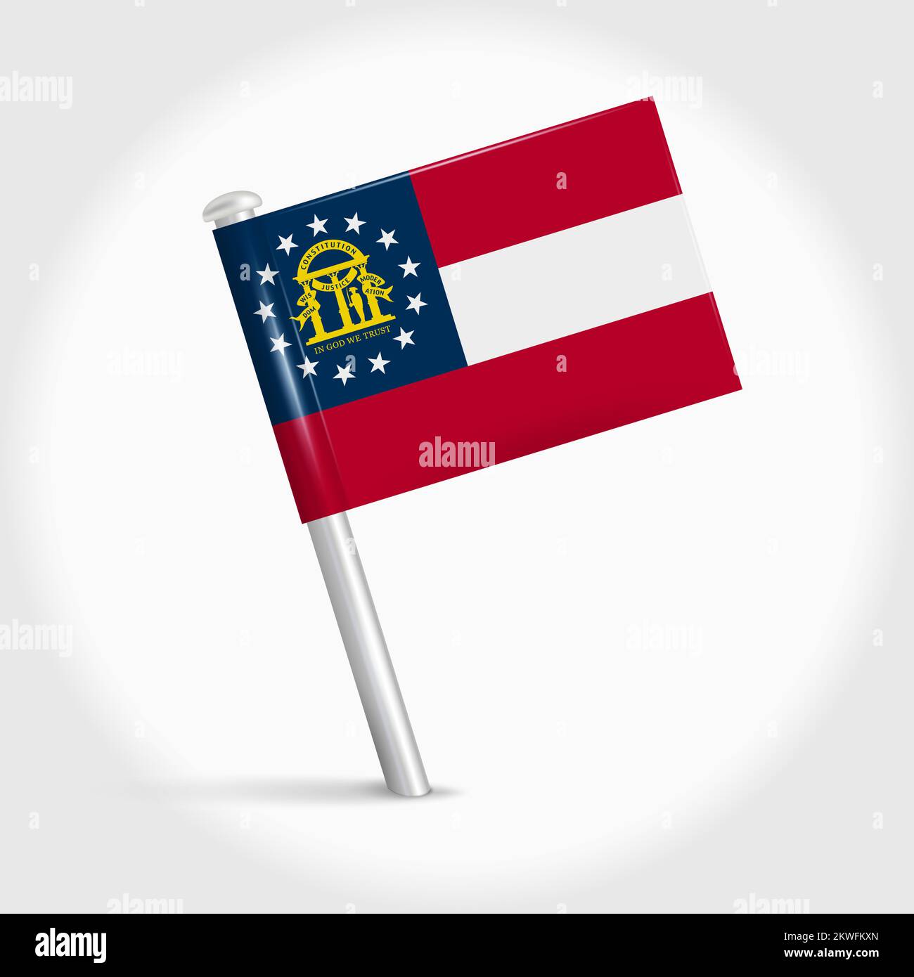 Georgia map pin flag icon. Pennant map marker on a metal needle. 3D ...