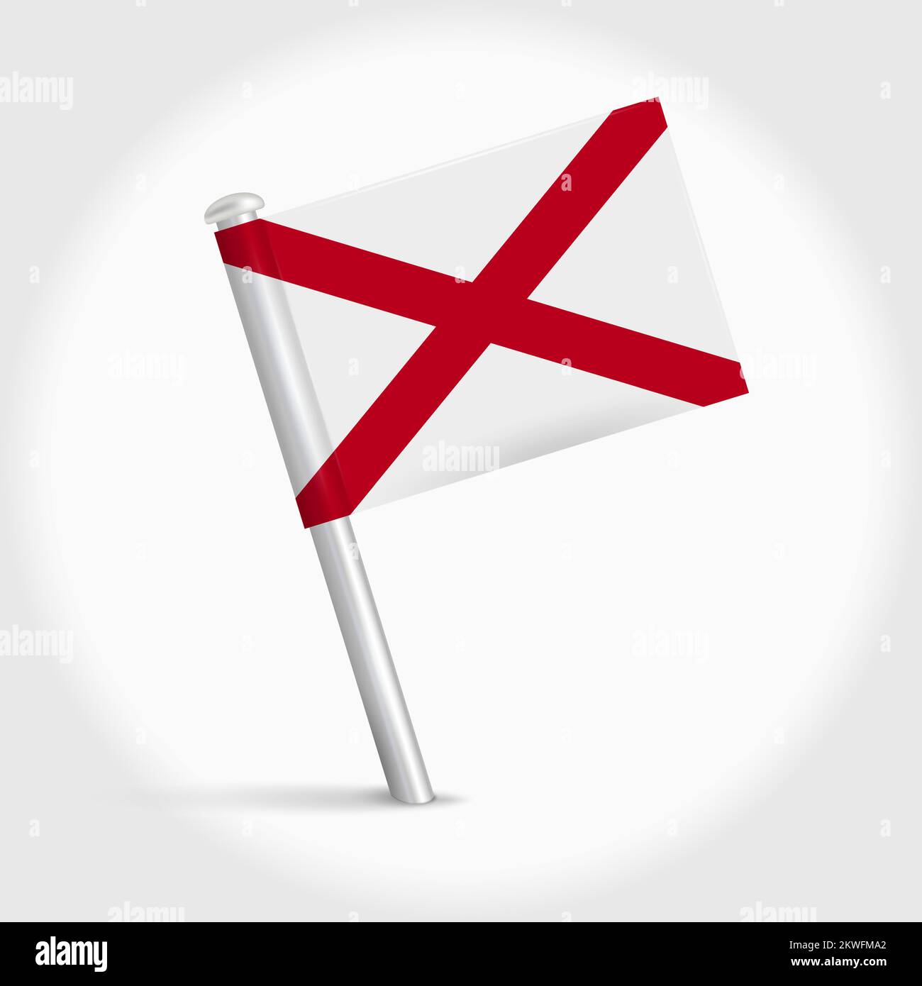 Alabama map pin flag icon. Pennant map marker on a metal needle. 3D ...