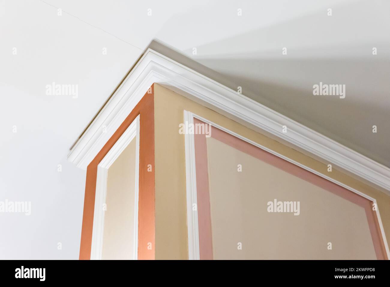 Classic interior, abstract photo with decorative pillar and white ...