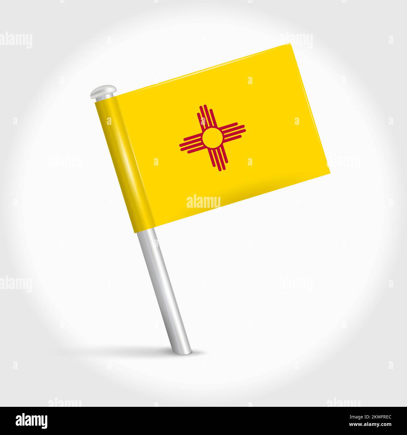 New Mexico map pin flag icon. Pennant map marker on a metal needle. 3D ...