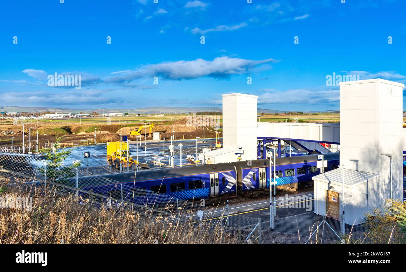 Inverness Airport Railway Station a Scotrail train at the new station ...