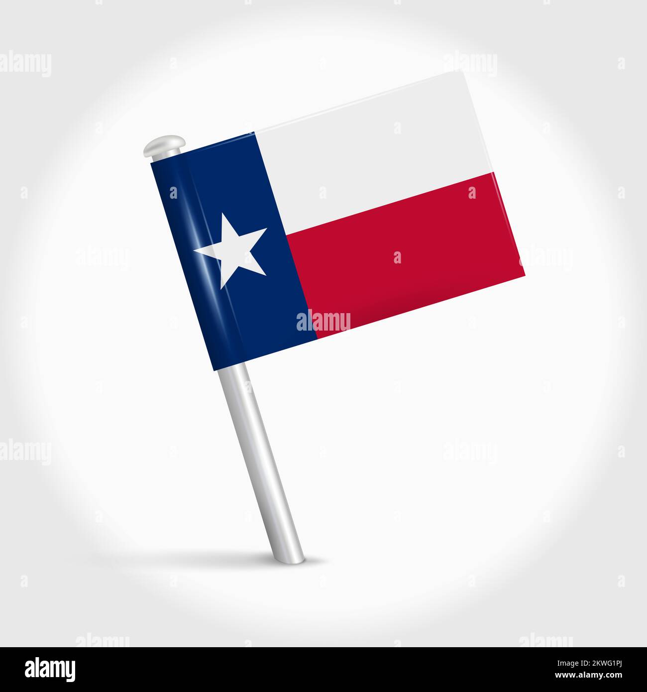 Texas map pin flag icon. Pennant map marker on a metal needle. 3D ...