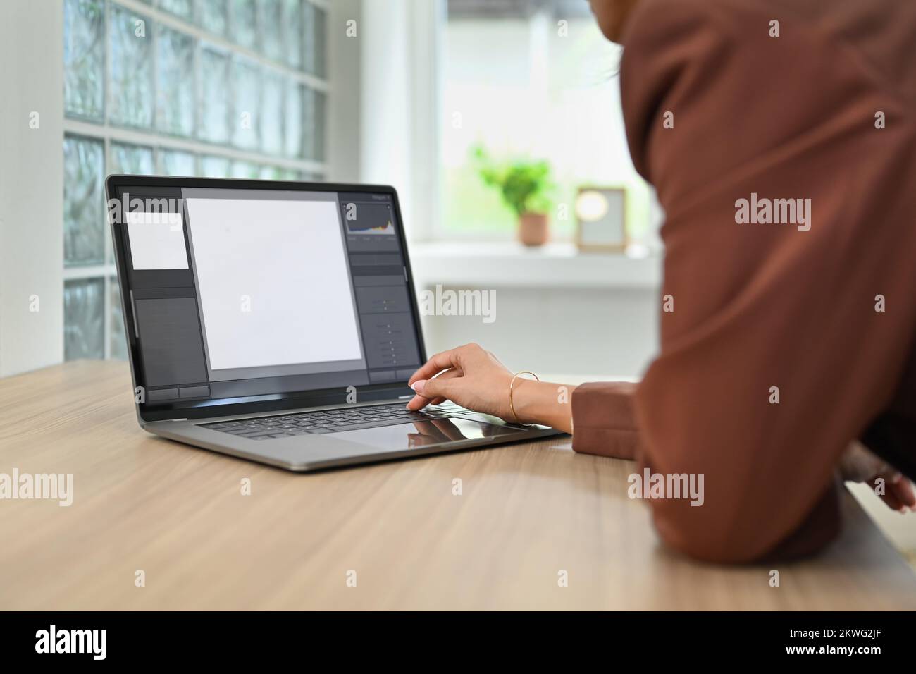 Image of female video editor working with footage and post production ...