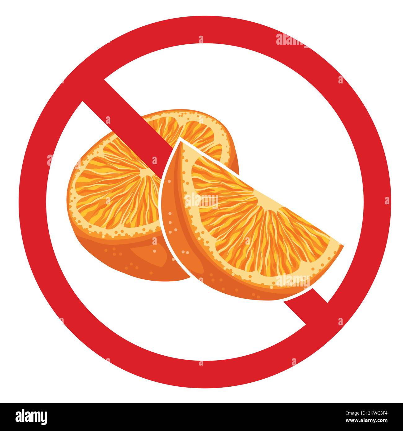 Vector forbidden sign with orange for stickers and badges. Do not eat ...