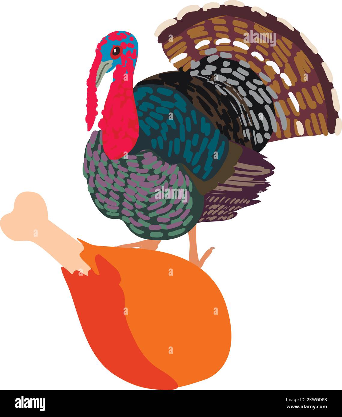 Turkey meat icon isometric vector. Fried bird leg on background of ...