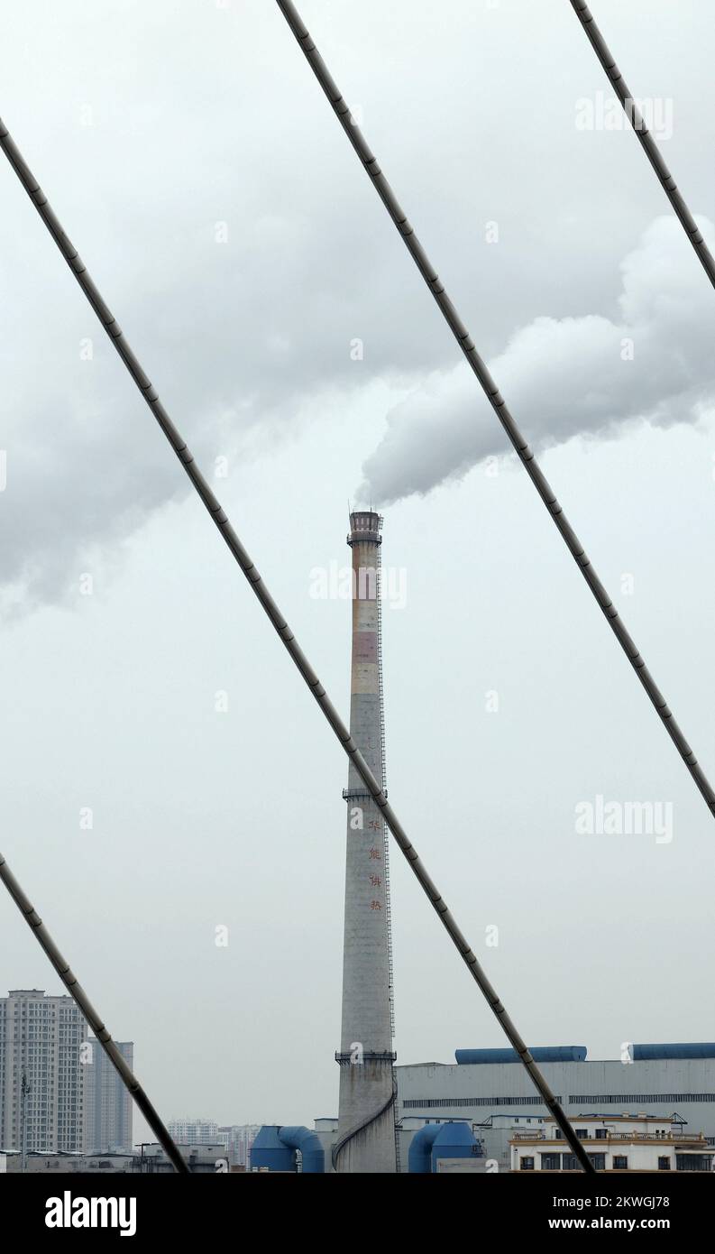 Chimneys of the First Branch of Harbin Huaneng District Heating Company ...