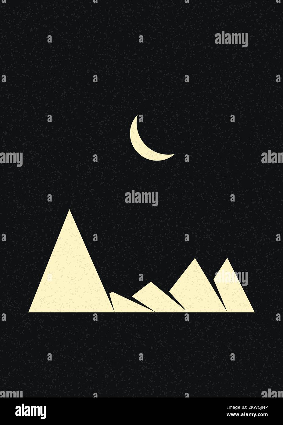 Geometric Mountains silhouette generative art poster illustration Stock ...