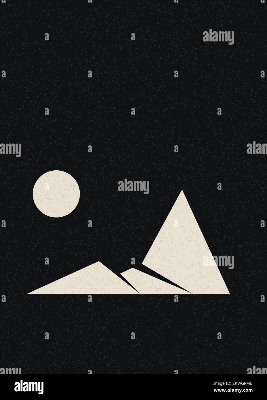 Geometric Mountains silhouette generative art poster illustration Stock ...