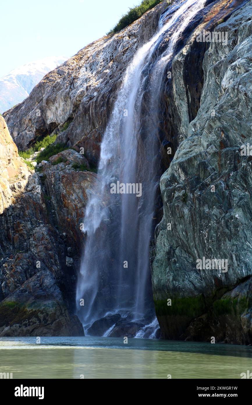 Alaska, Waterfall in the Tracy Arm Fjord in the Boundary Ranges of ...