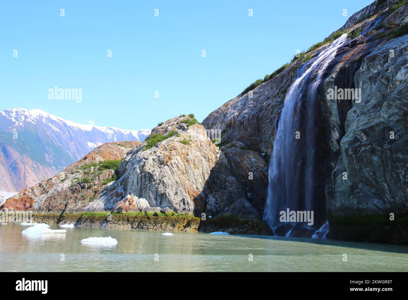 Alaska, Waterfall in the Tracy Arm Fjord in the Boundary Ranges of ...