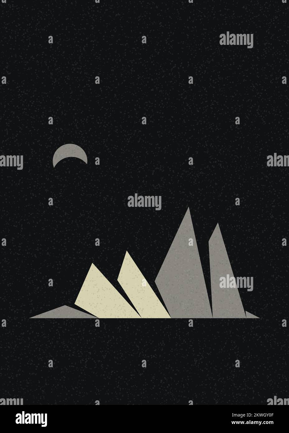 Geometric Mountains silhouette generative art poster illustration Stock ...