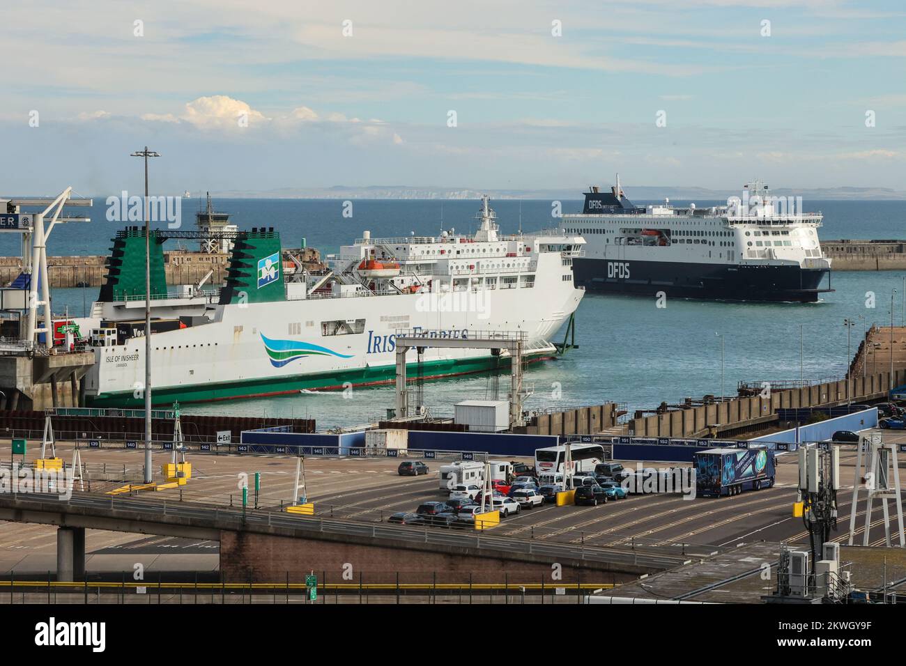 Irish Ferries,ferry,boat,ship,moored,at,Port of Dover,DFDS,ferry ...