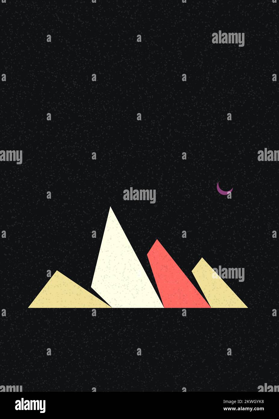 Geometric Mountains silhouette generative art poster illustration Stock ...