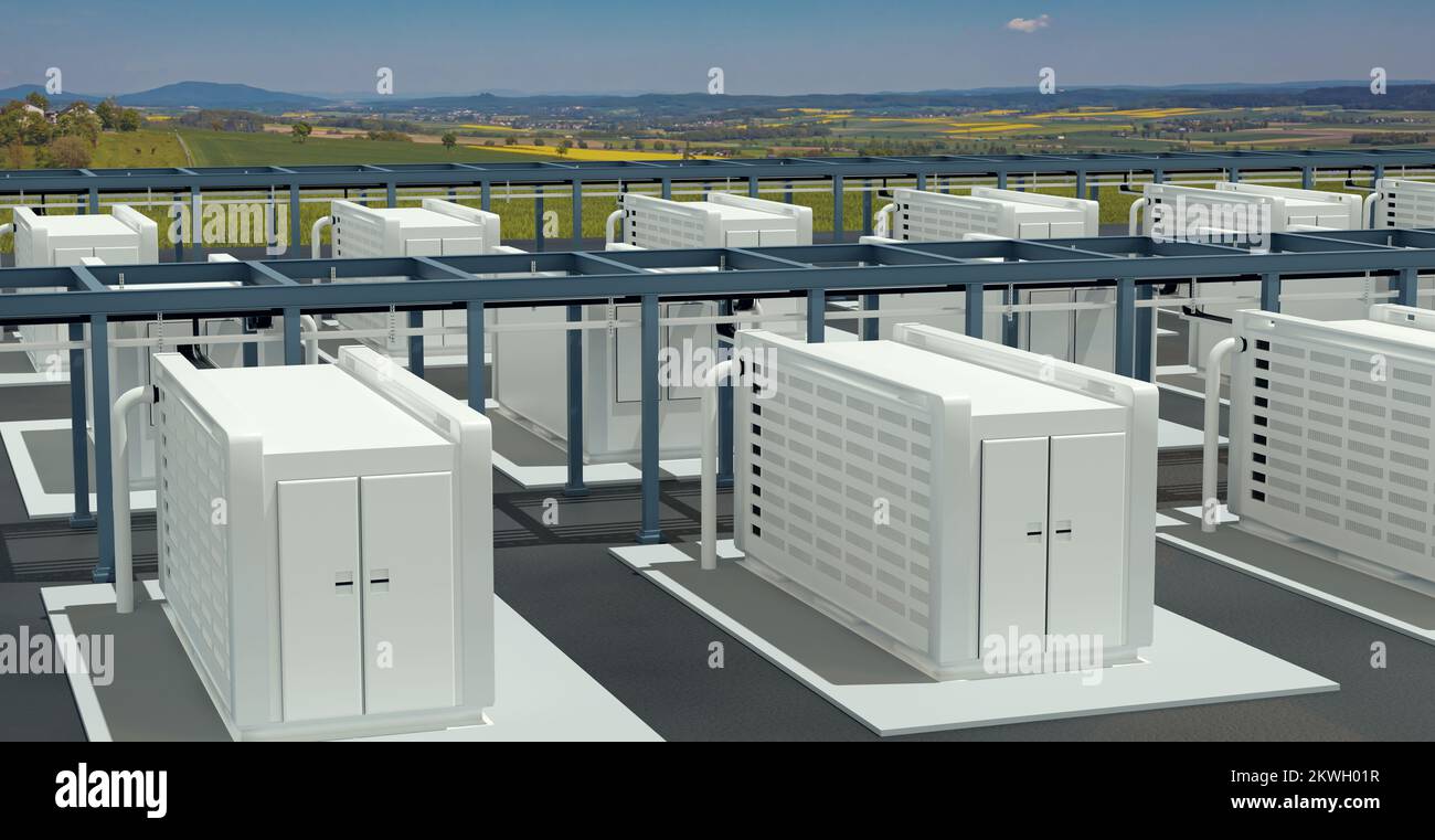 A modern battery storage in the nature Stock Photo - Alamy