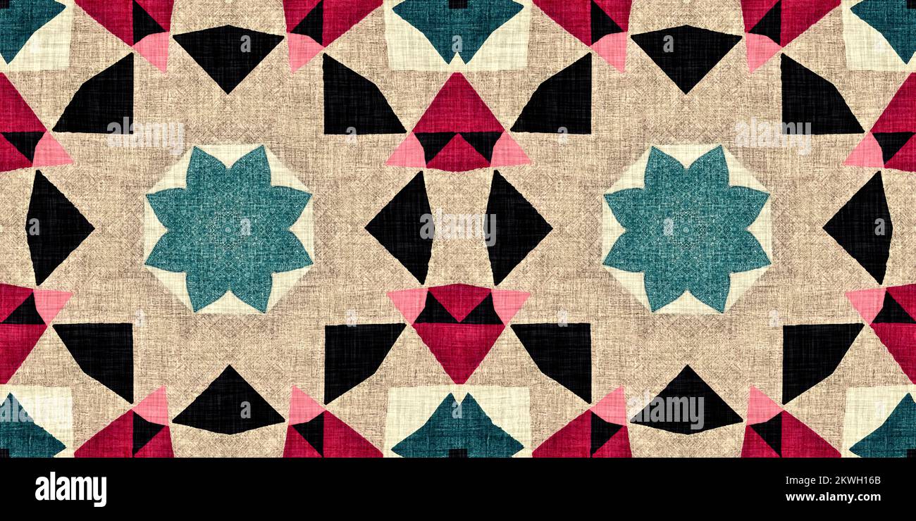 Quilted Americana geo seamless border. Cottagecore repeat retro ribbon ...