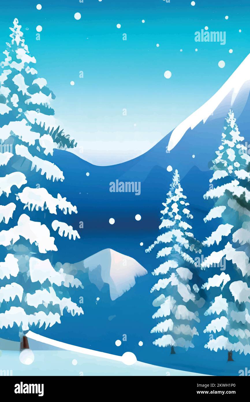 Heavy snowfall trees Stock Vector Images - Alamy