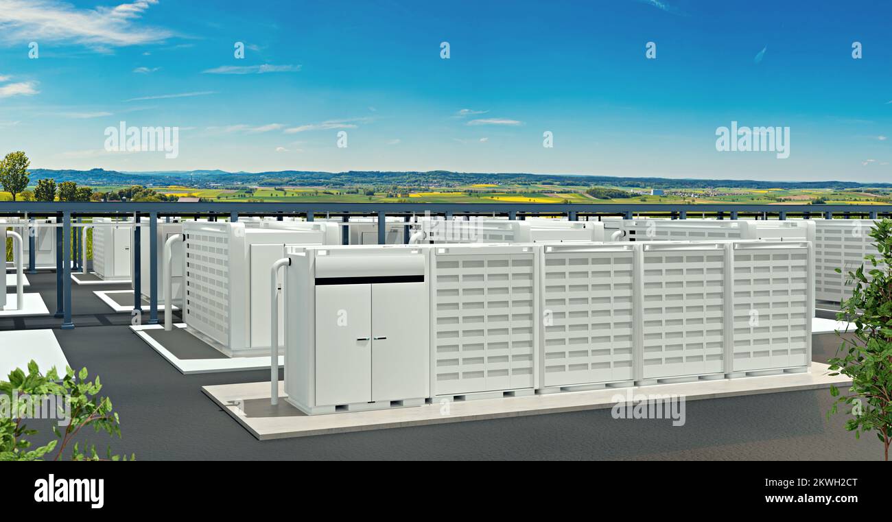 A modern battery storage in the nature Stock Photo - Alamy