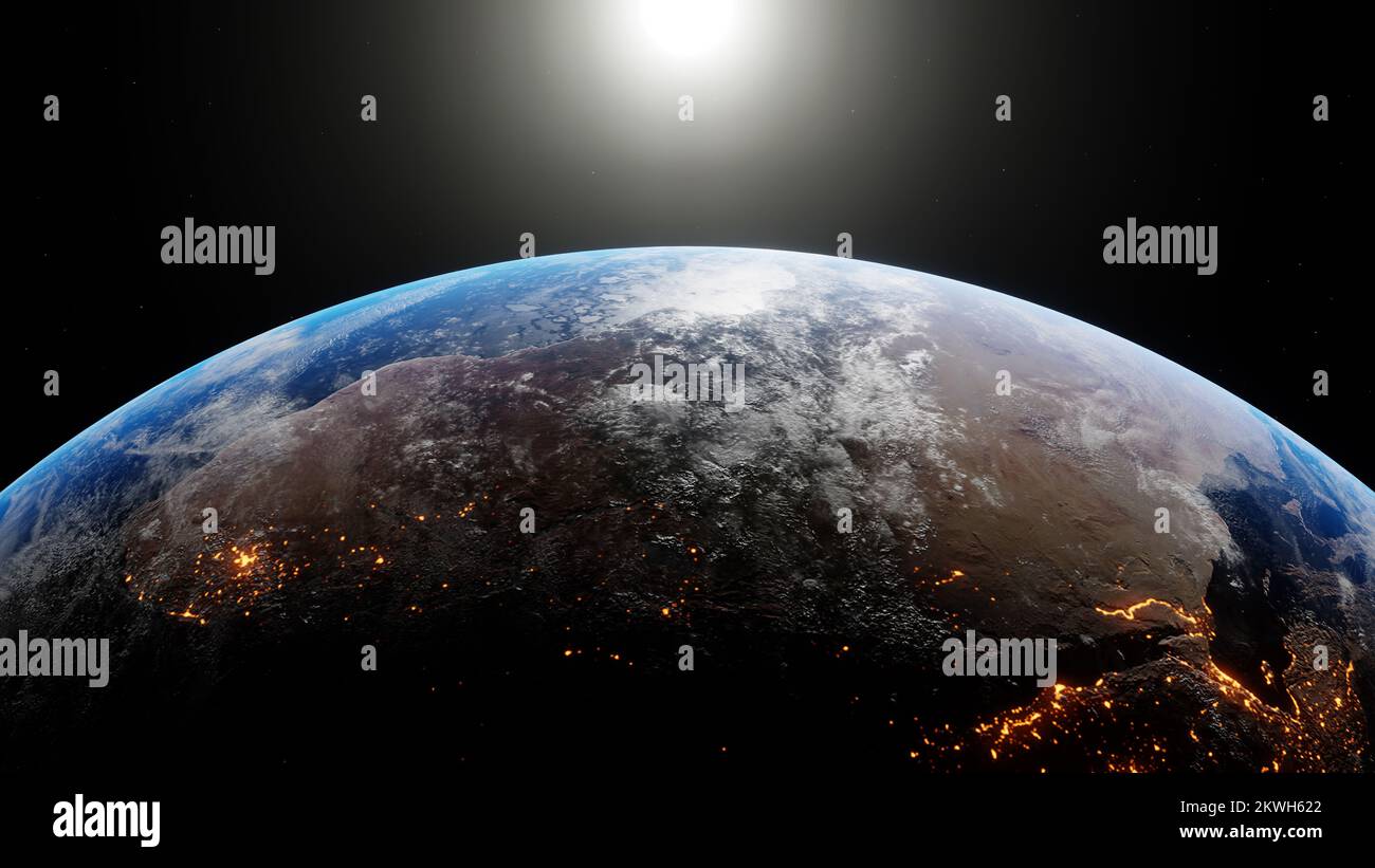 The sun drifts across frame as the earth turns, revealing the ...