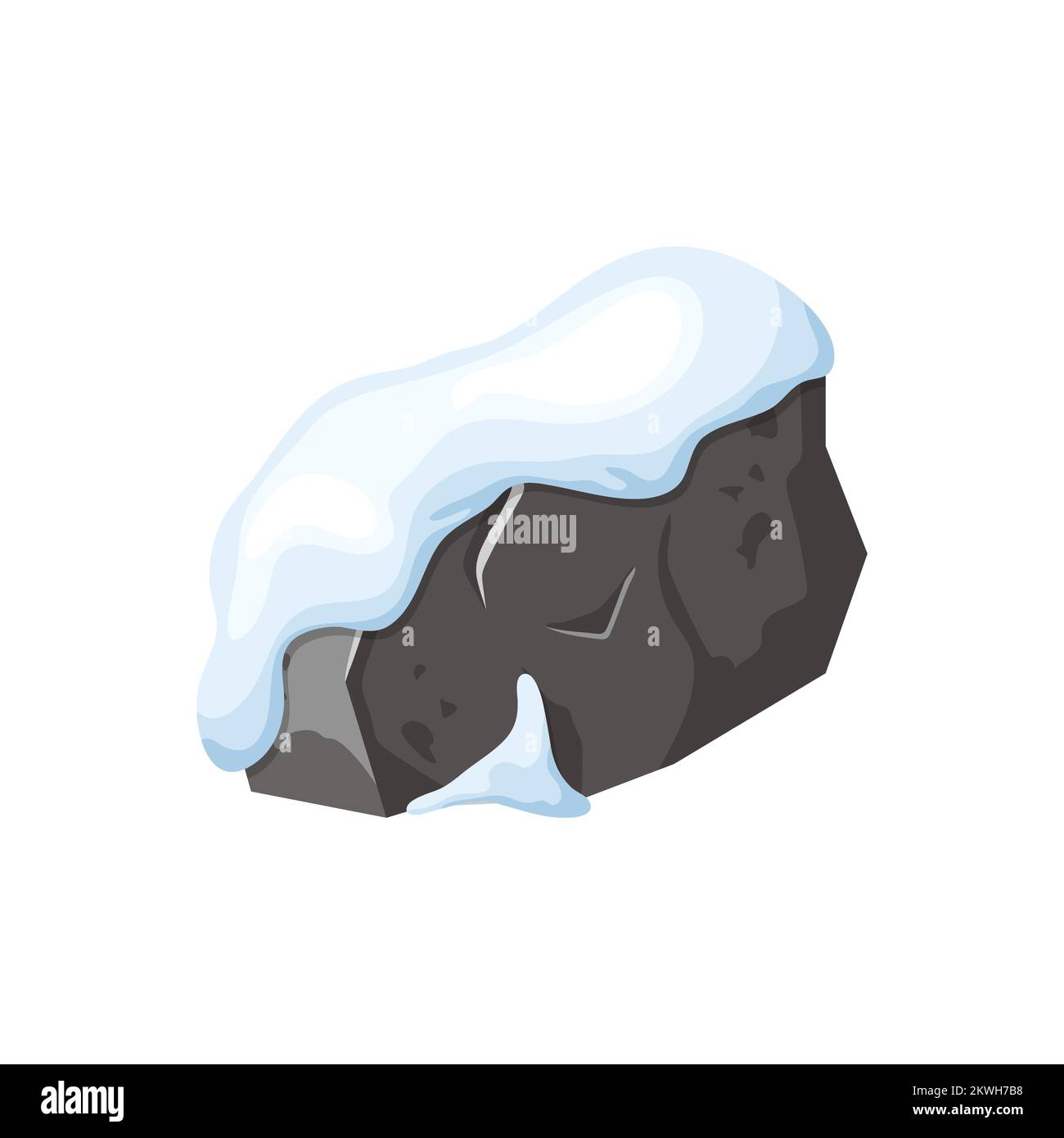 Stone and rock in snow. Snowy mountains in cartoon, heap of boulders in ...