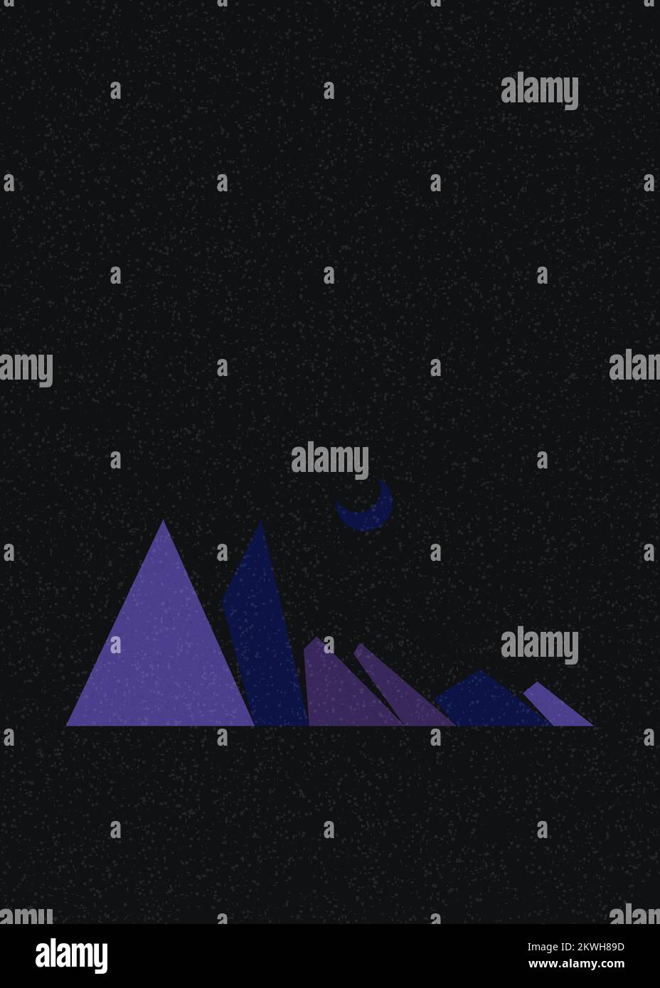 Geometric Mountains silhouette generative art poster illustration Stock ...