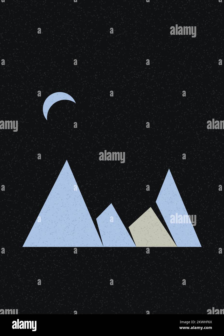 Geometric Mountains silhouette generative art poster illustration Stock ...