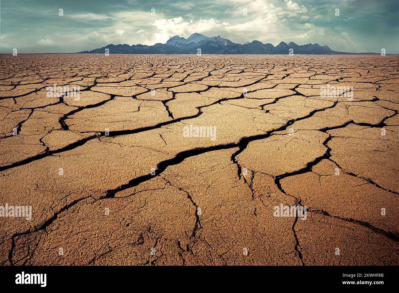 dry cracked earth cliamte change illustration Stock Photo - Alamy