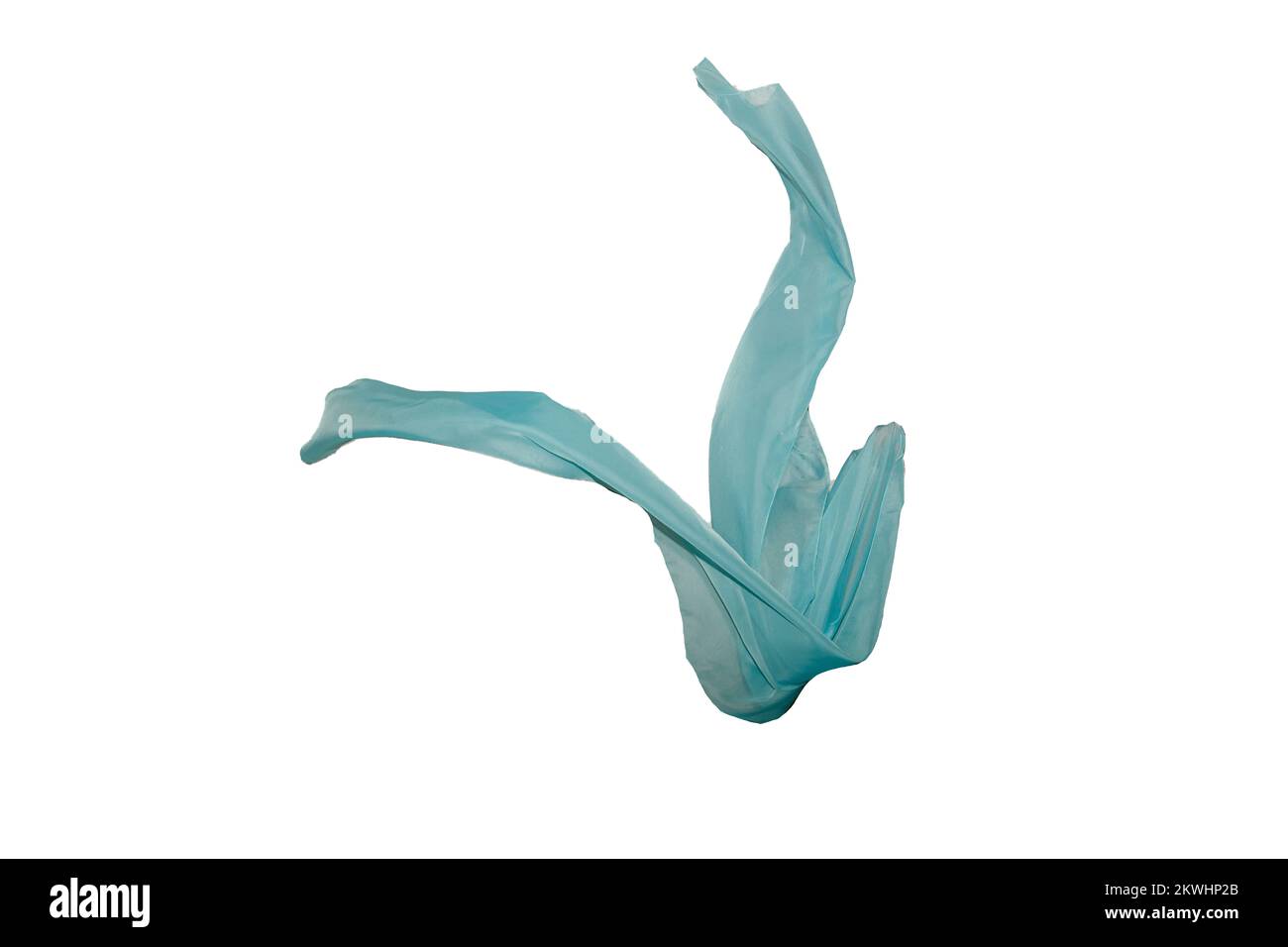 wavy blue silk scarf isolated on white background. High quality photo ...