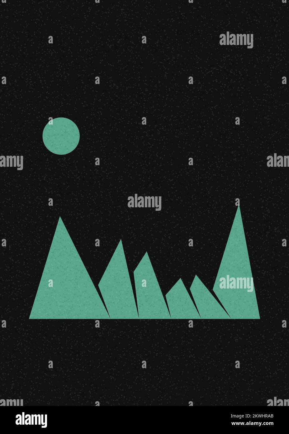 Geometric Mountains silhouette generative art poster illustration Stock ...